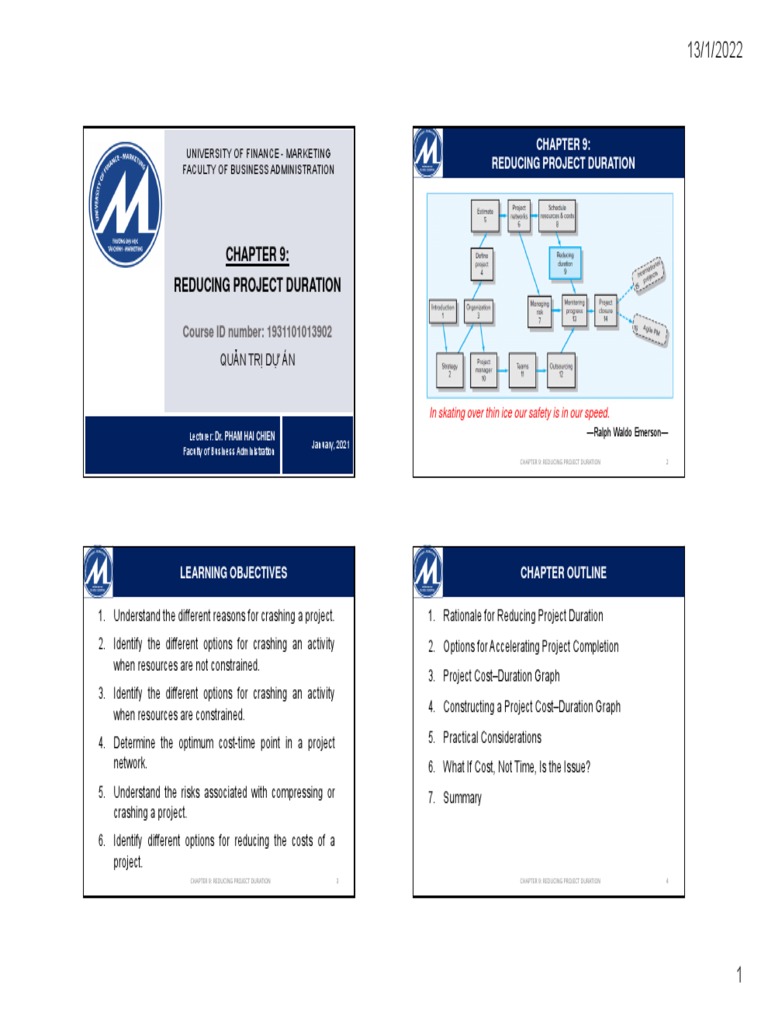 QLDA - Chapter 9-Reducing Project Duration | PDF | Trade Off | Cost