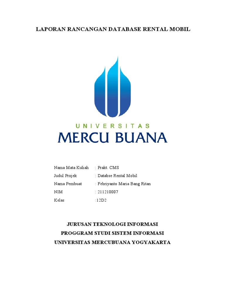 Laporan Rancangan Database Rental Mobil | PDF | Bisnis