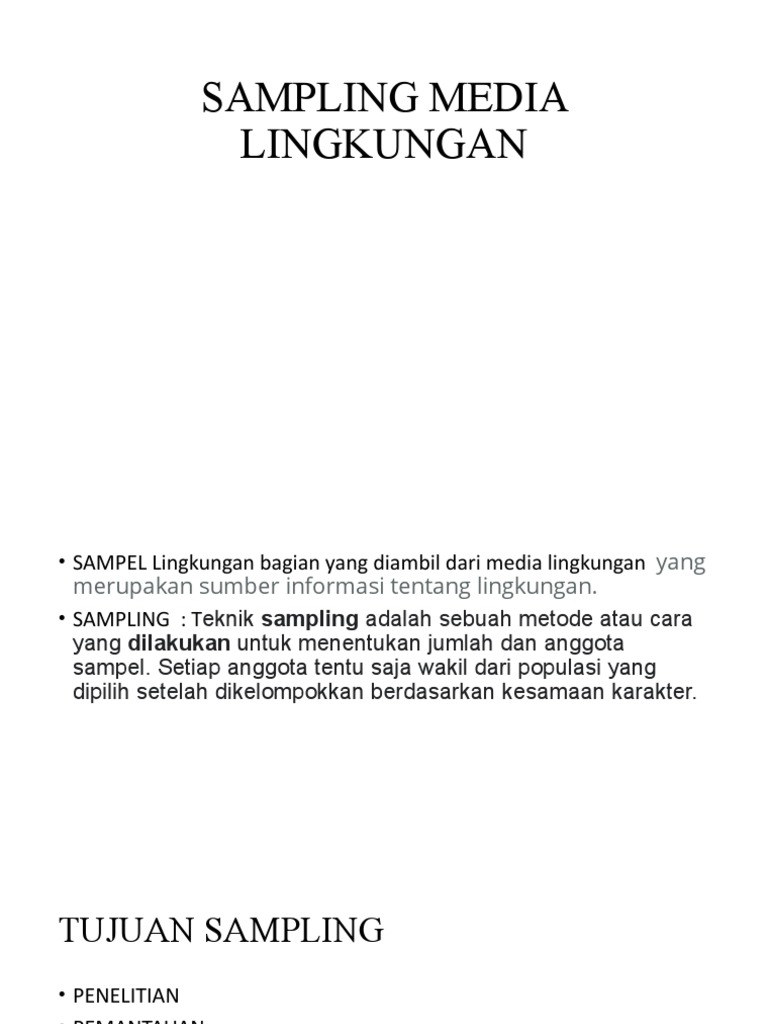 Materi 14 April 04 Teknik Sampling Media Lingkungan Heri Nugroho | PDF