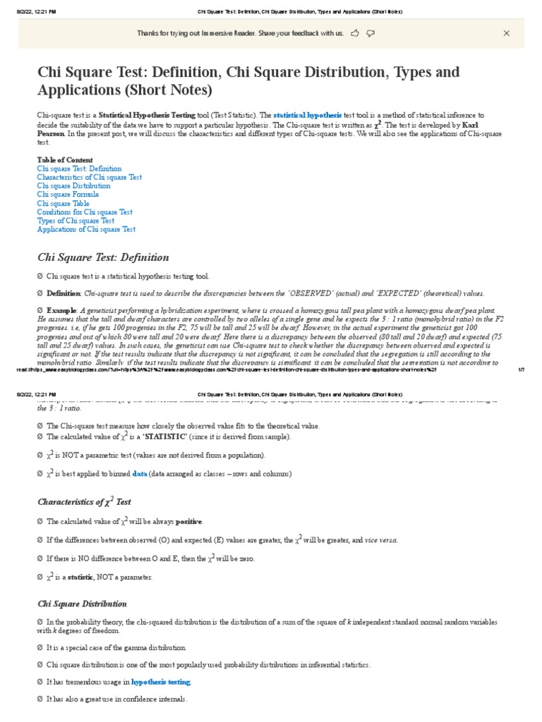 Chi Square Test - Definition, Chi Square Distribution, Types and ...