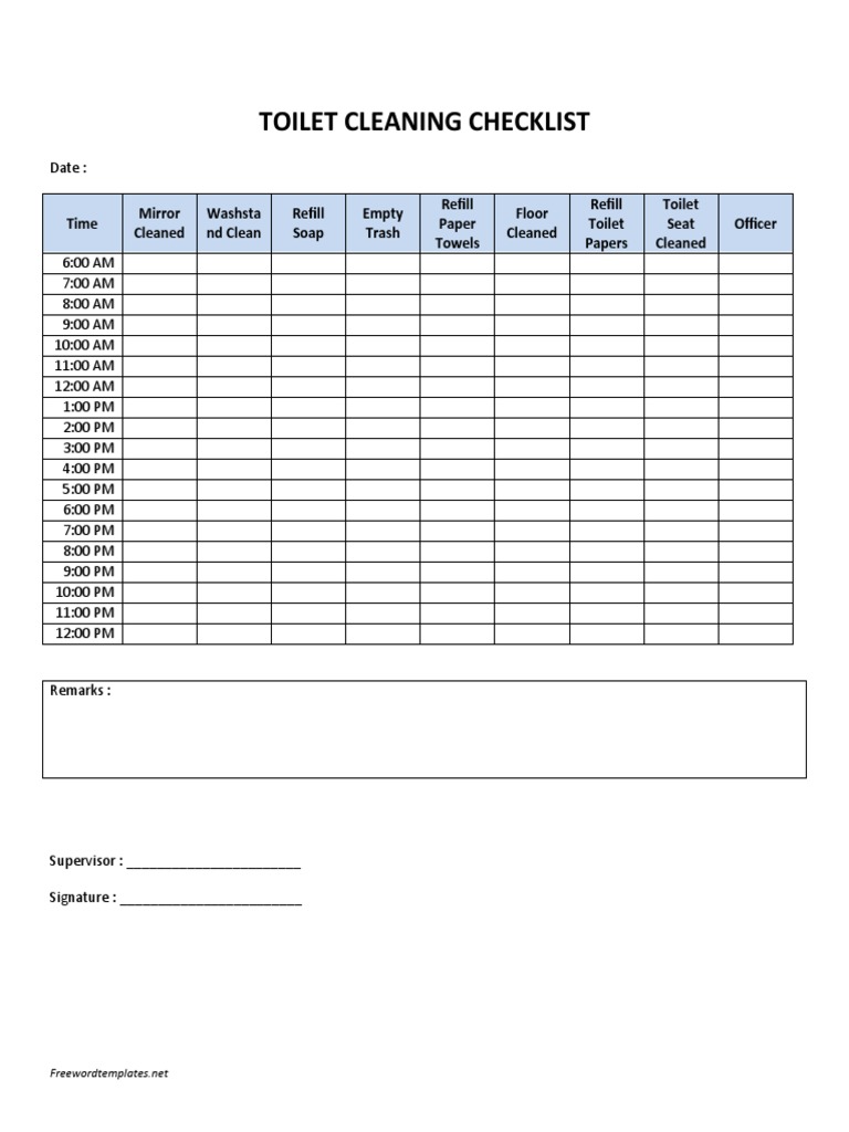 Toilet Cleaning Checklist | PDF