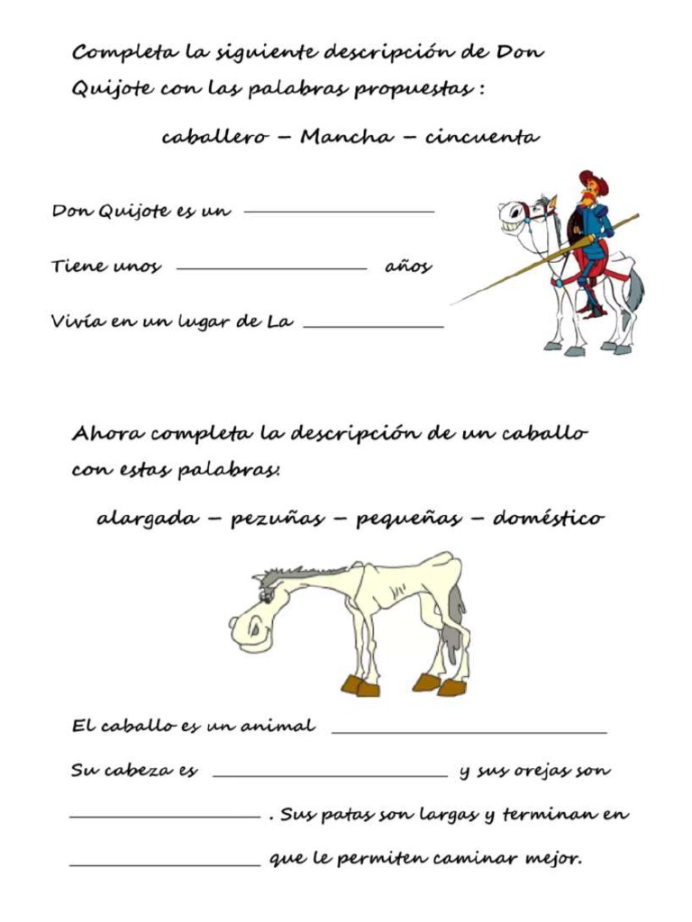 Ficha de Don Quijote de La Mancha | PDF