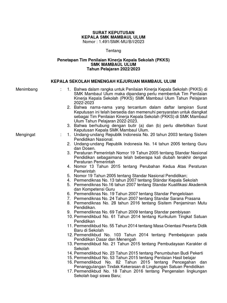 SK Tim PKKS 2022 | PDF