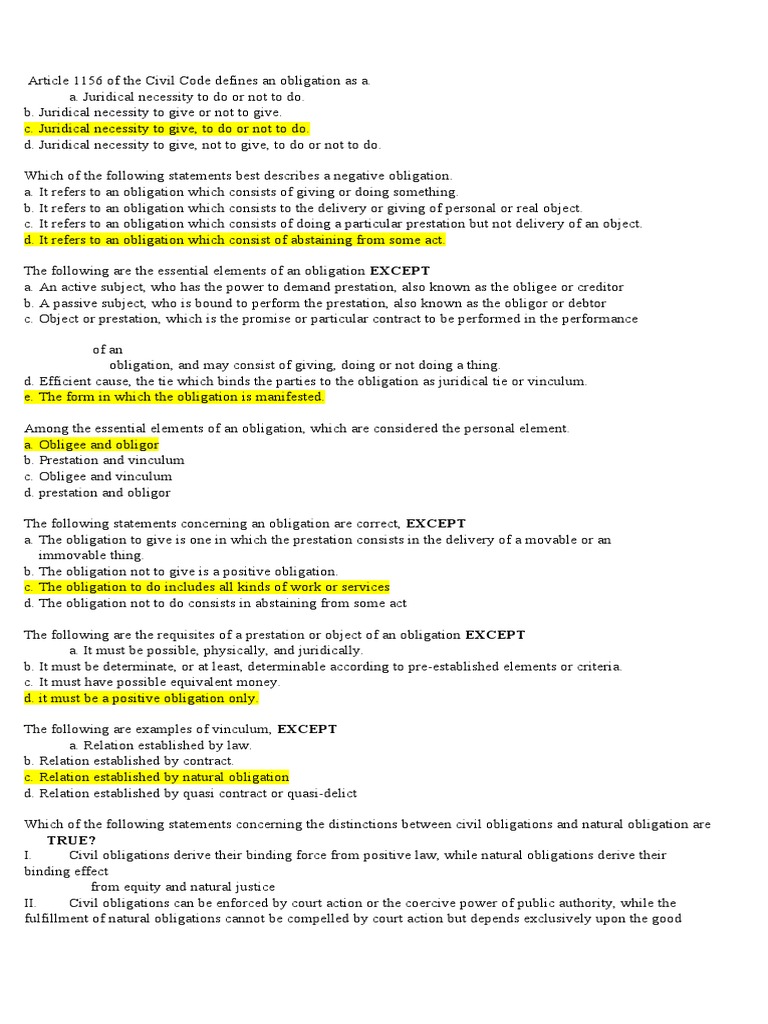 Oblicon Reviewer | PDF | Law Of Obligations | Tort