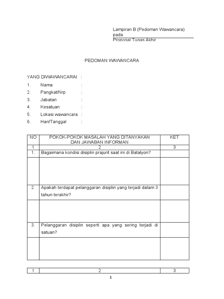 CONTOH PEDOMAN WAWANCARA | PDF