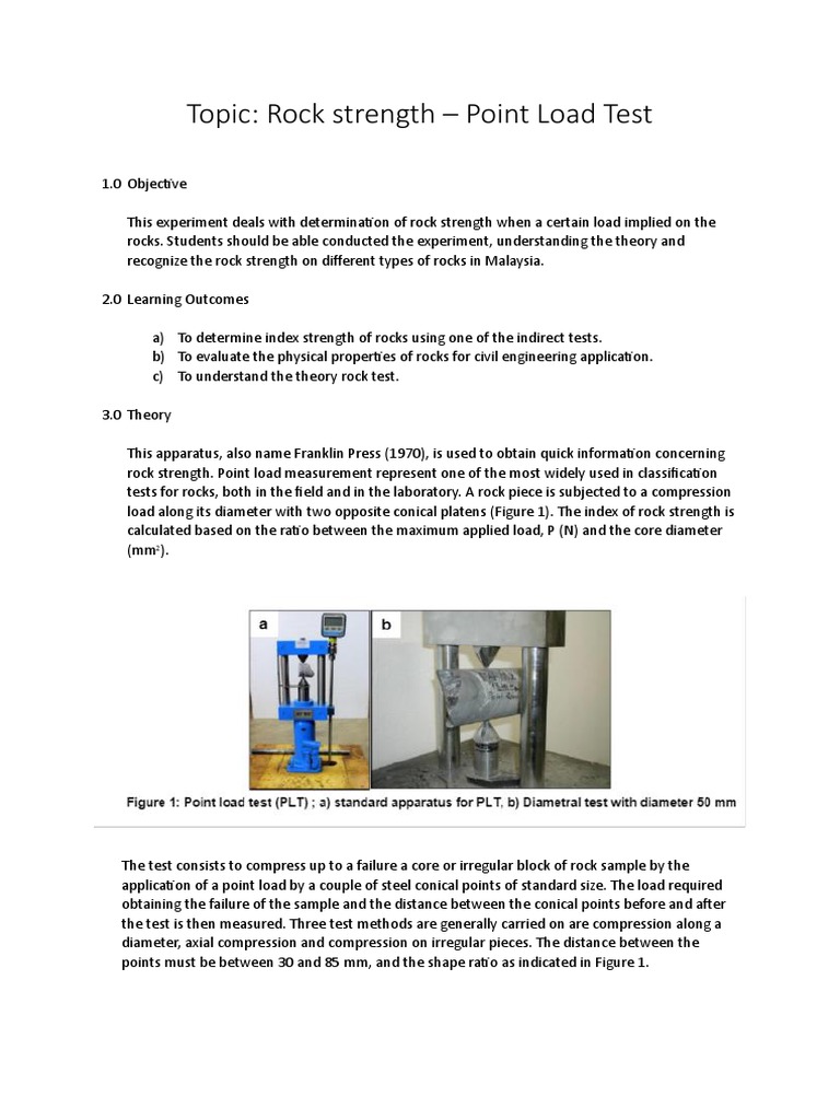 Rock Strength Test for Students | PDF | Strength Of Materials | Experiment