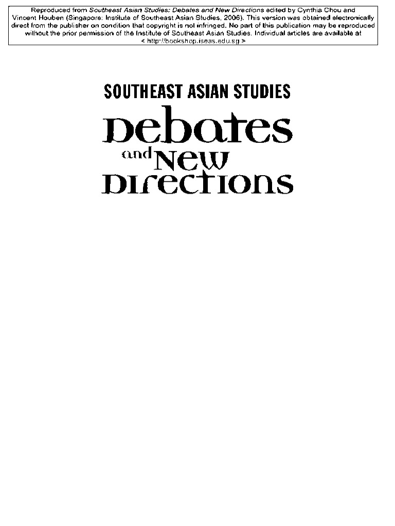 Cynthia Chou, Vincent Houben - Southeast Asian Studies - Debates and ...