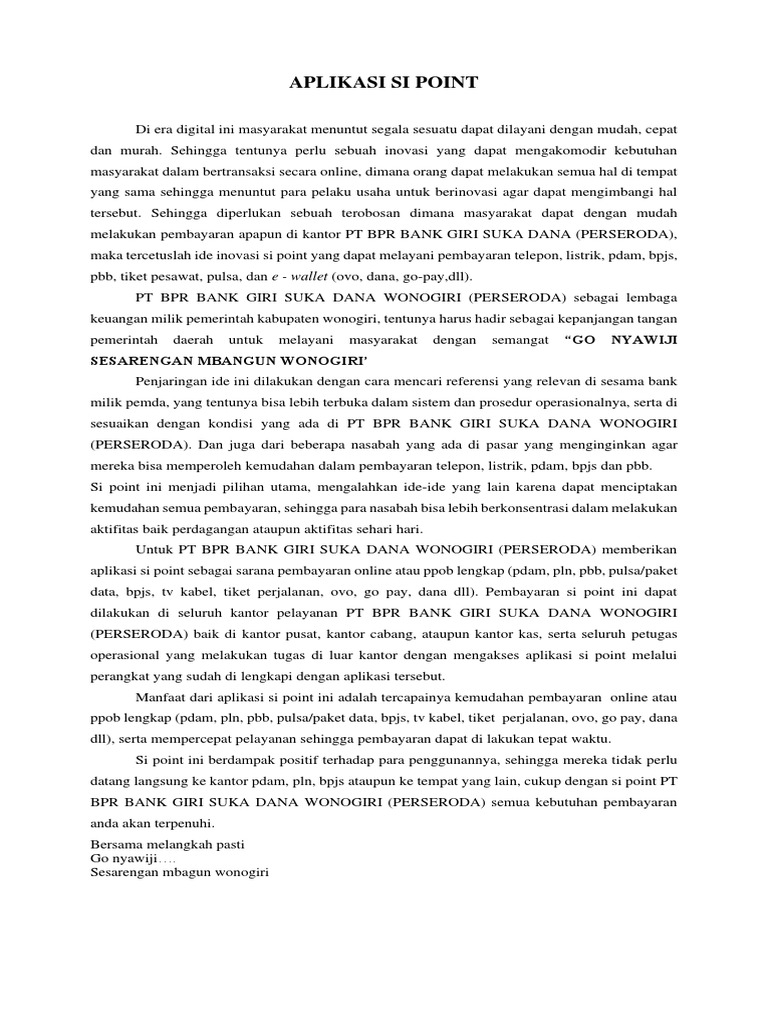 Aplikasi Si Point: Solusi Pembayaran Online Terpadu | PDF
