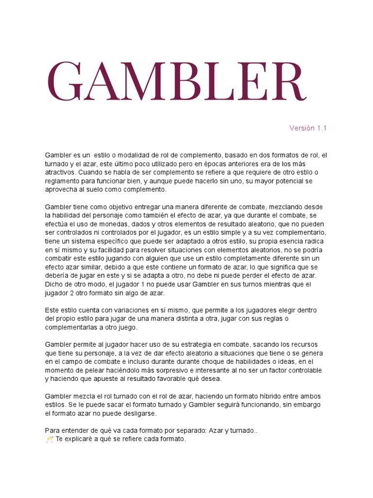 GAMBLER v1.1 (Guía)-2 | PDF | Aleatoriedad