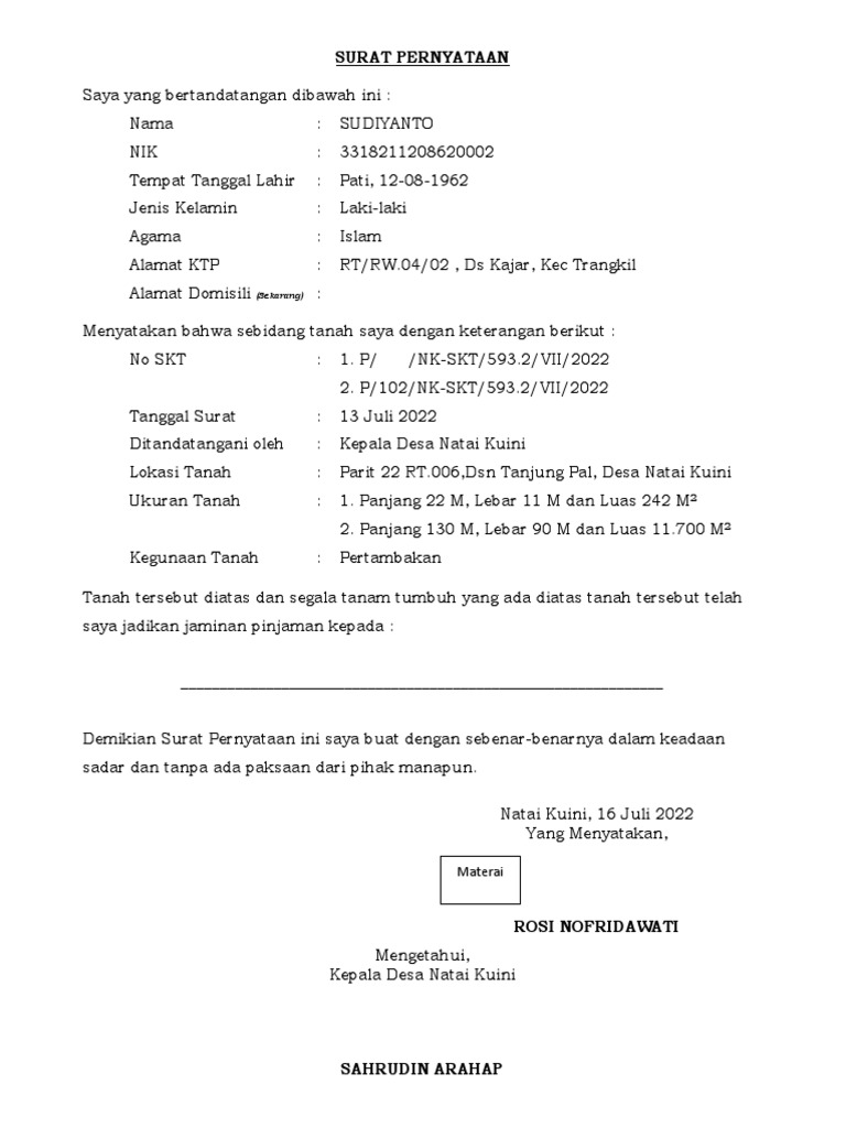 Contoh Agunan SKT | PDF