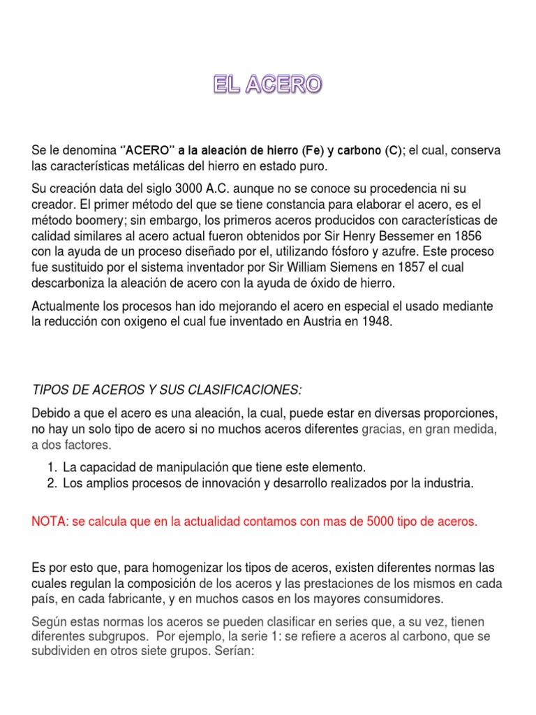 El Acero | PDF | Acero | Hierro