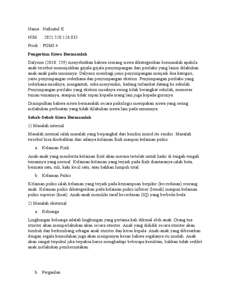 Siswa Bermasalah | PDF