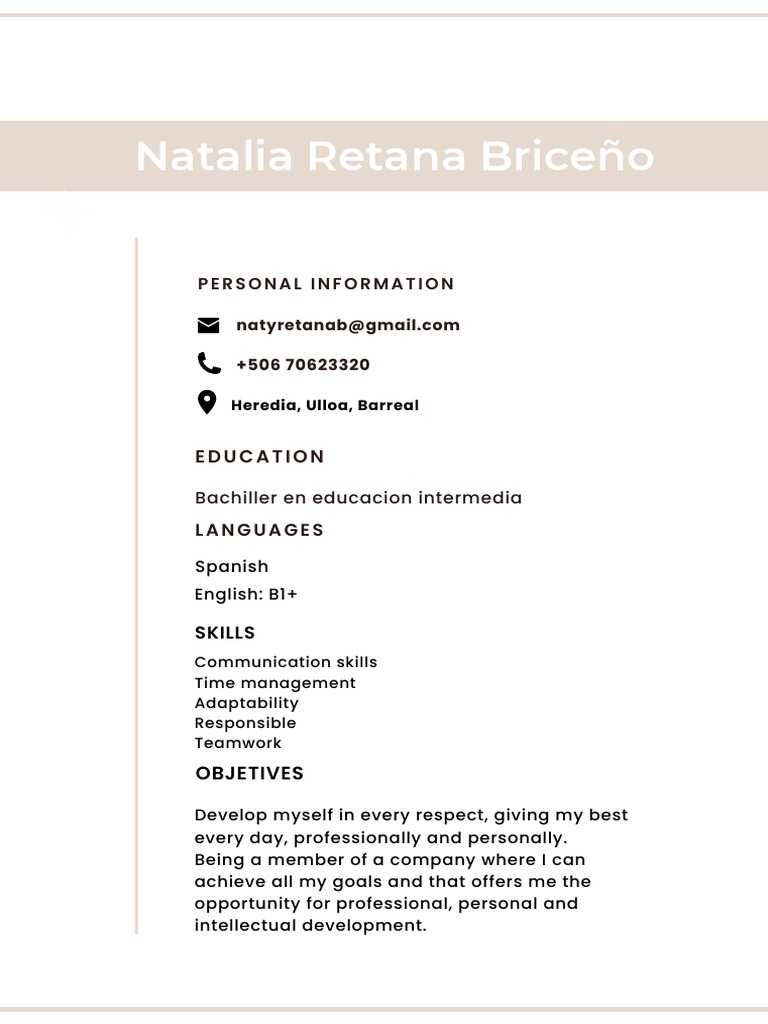 Natalia Retana Briceño: Personal Information | PDF