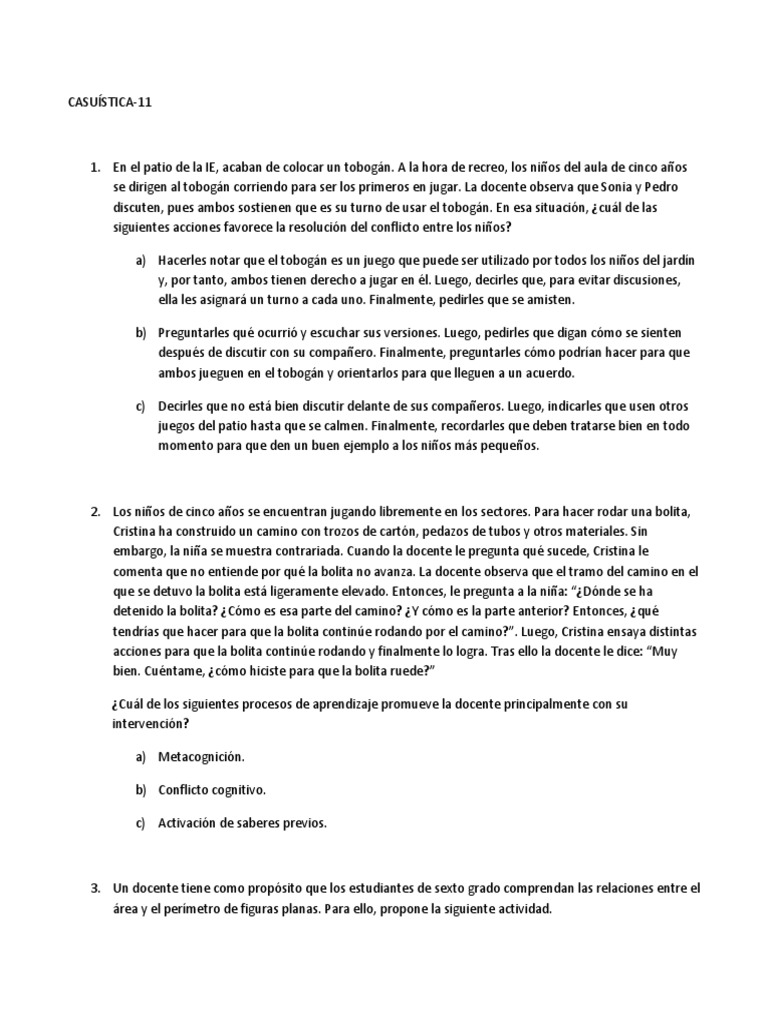 CASUISTICA-11 | PDF | Maestros | Teoria de la mente