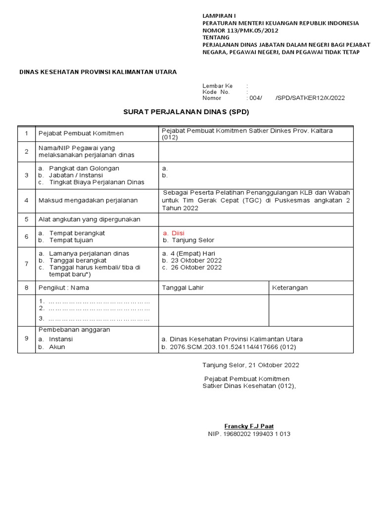 SPPD Halaman Depan | PDF