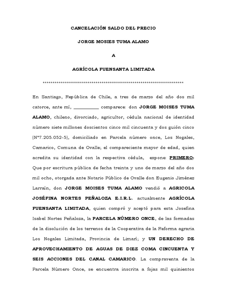 Cancelación Saldo de Precio Jorge Tuma | PDF | Justicia | Crimen y ...