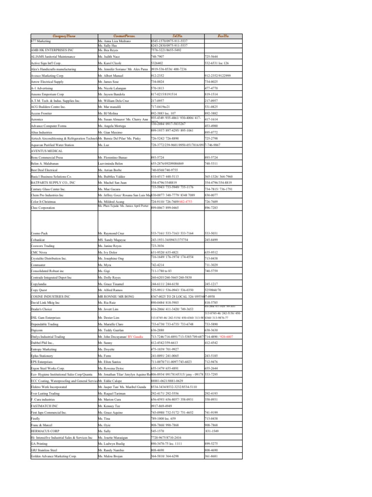 Suppliers & Contractors Directory | PDF