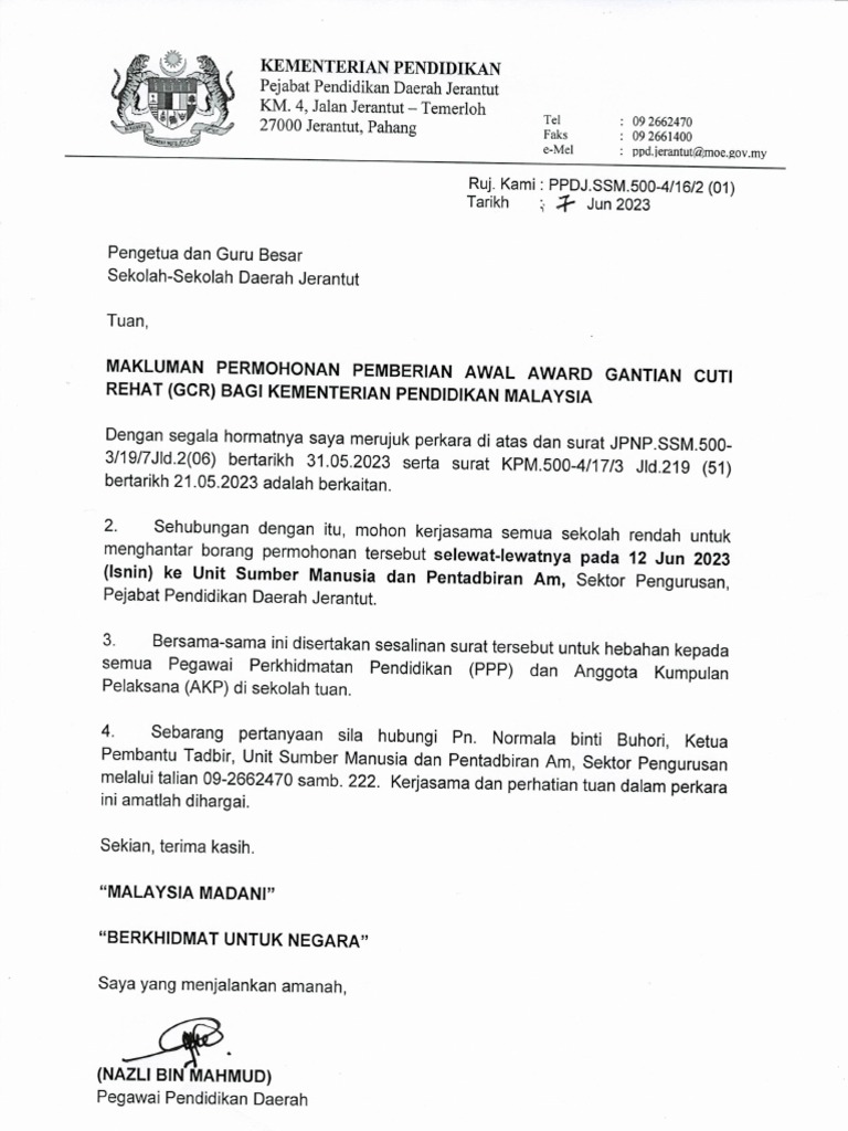 Surat Makluman GCR | PDF