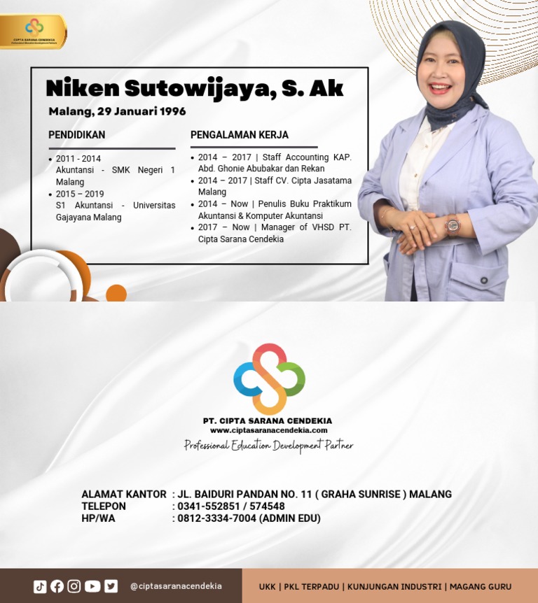 Profil Niken Sutowijaya: Akuntan & Manajer di Malang | PDF