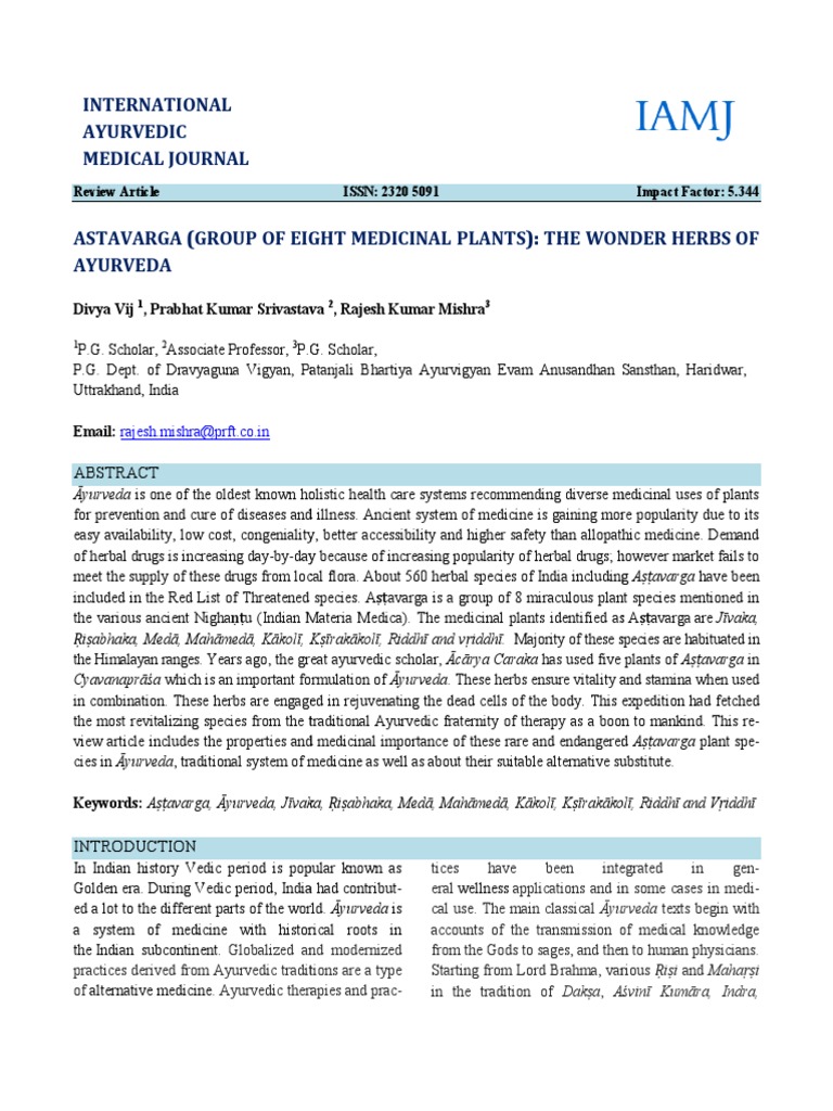 International Ayurvedic Medical Journal: Review Article ISSN: 2320 5091 ...