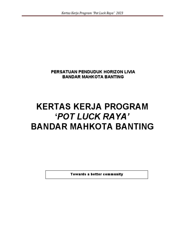 Kertas Kerja Potluck Raya | PDF