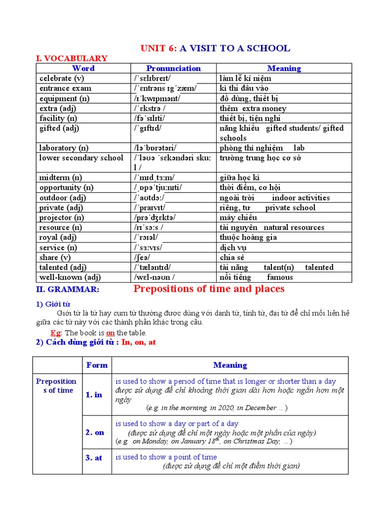 Grade 7 - Unit 6 | PDF