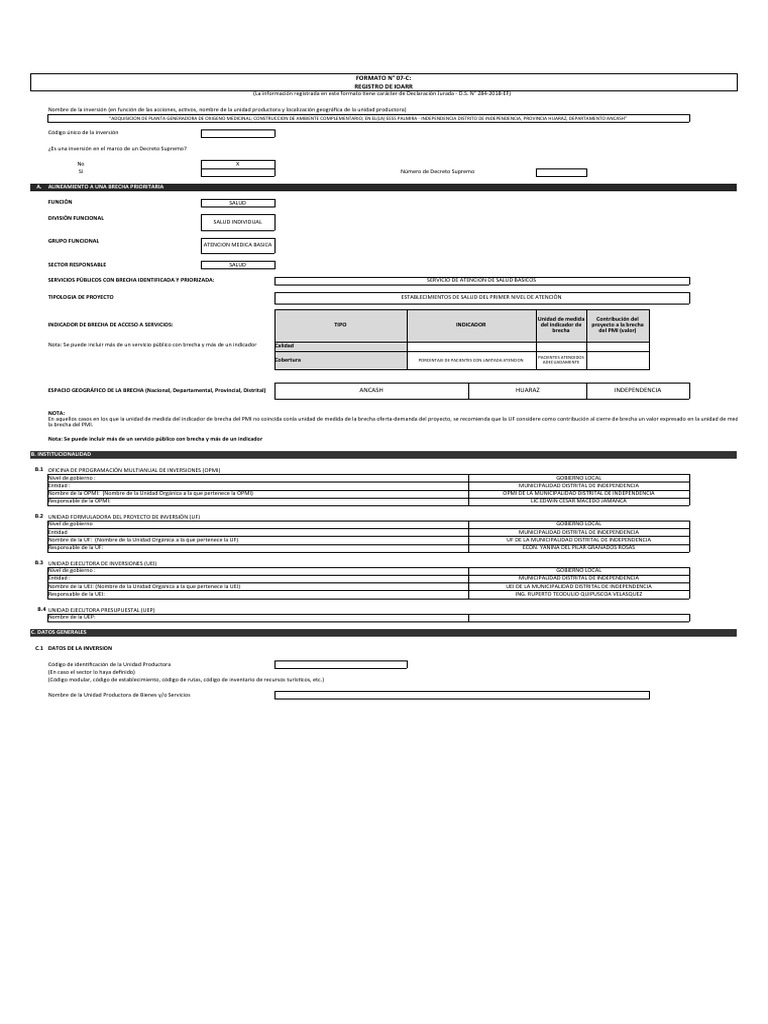 formato7c_MDI_PLANTA DE OXIGENO_ULTIMO | PDF | Infraestructura | Ingeniero civil