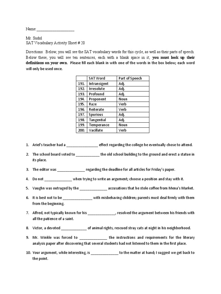 SAT Word List 20 | PDF
