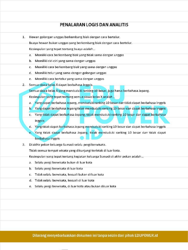 Paket3-Tiu Penalaran Logis Dan Analitis (Soal) | PDF