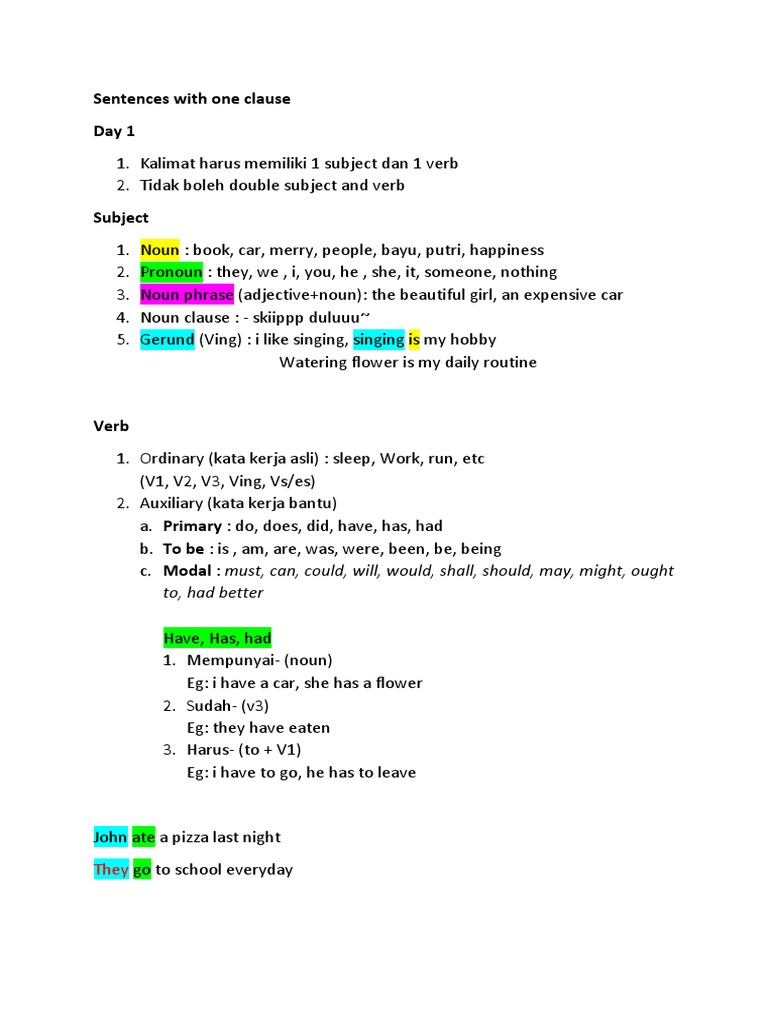 Understanding Single Clause Sentences | PDF