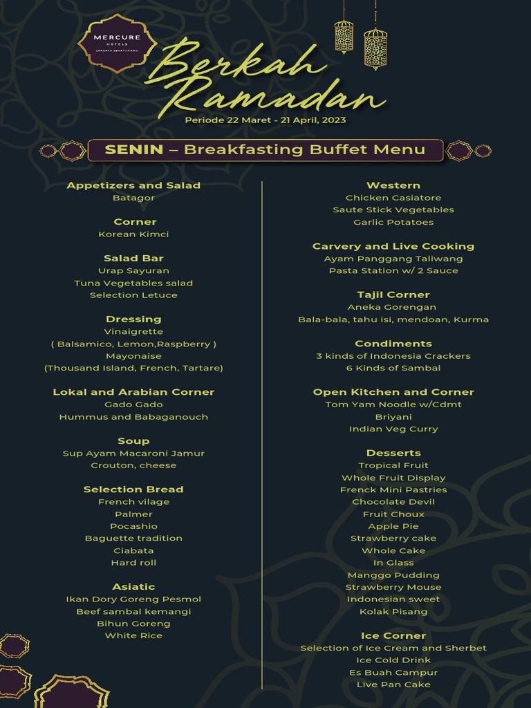 Breakfasting Menu Buffet MJ | PDF | Salad | French Cuisine