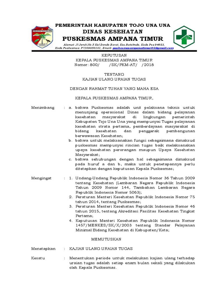 SK Kajian Ulang Uraian Tugas | PDF