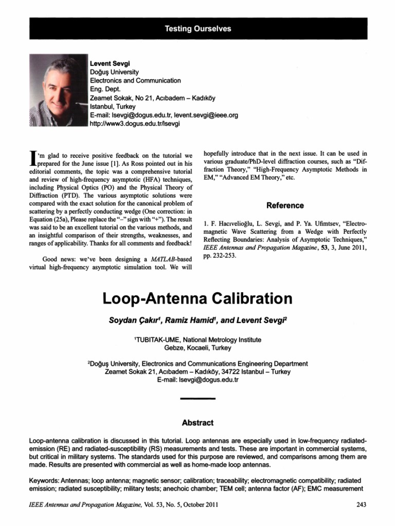 Loop-Antenna Calibration | PDF | Antenna (Radio) | Electromagnetic ...