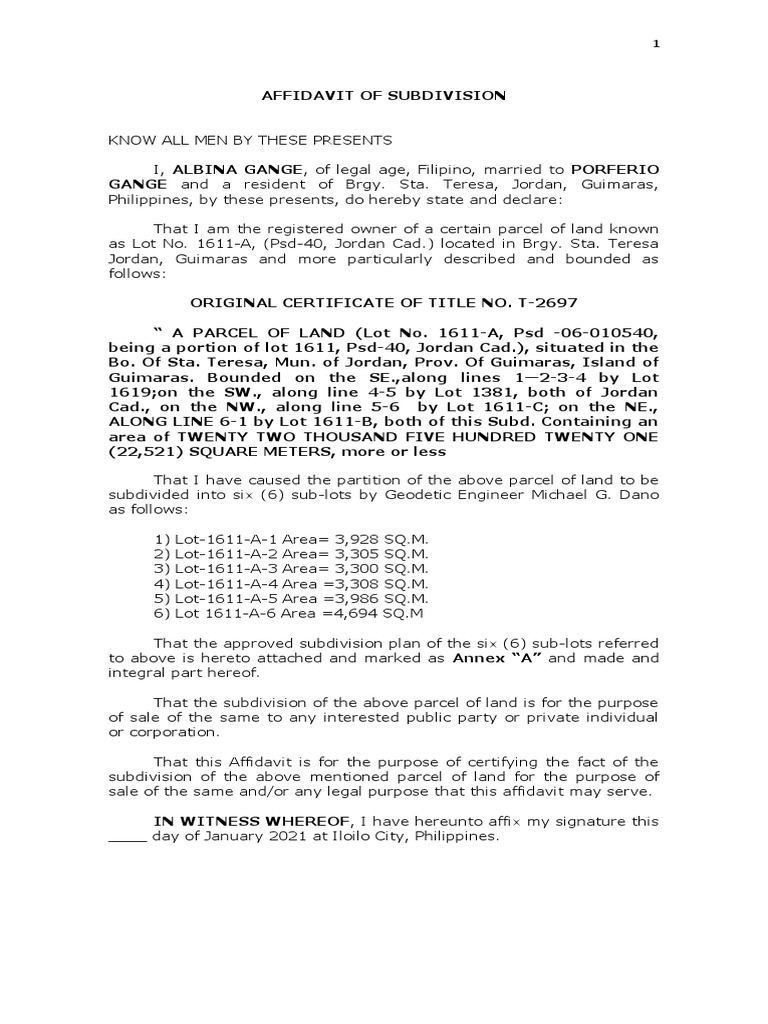 Gange, Albina (Deed of Partition With Deed of Absolute Sale | PDF ...