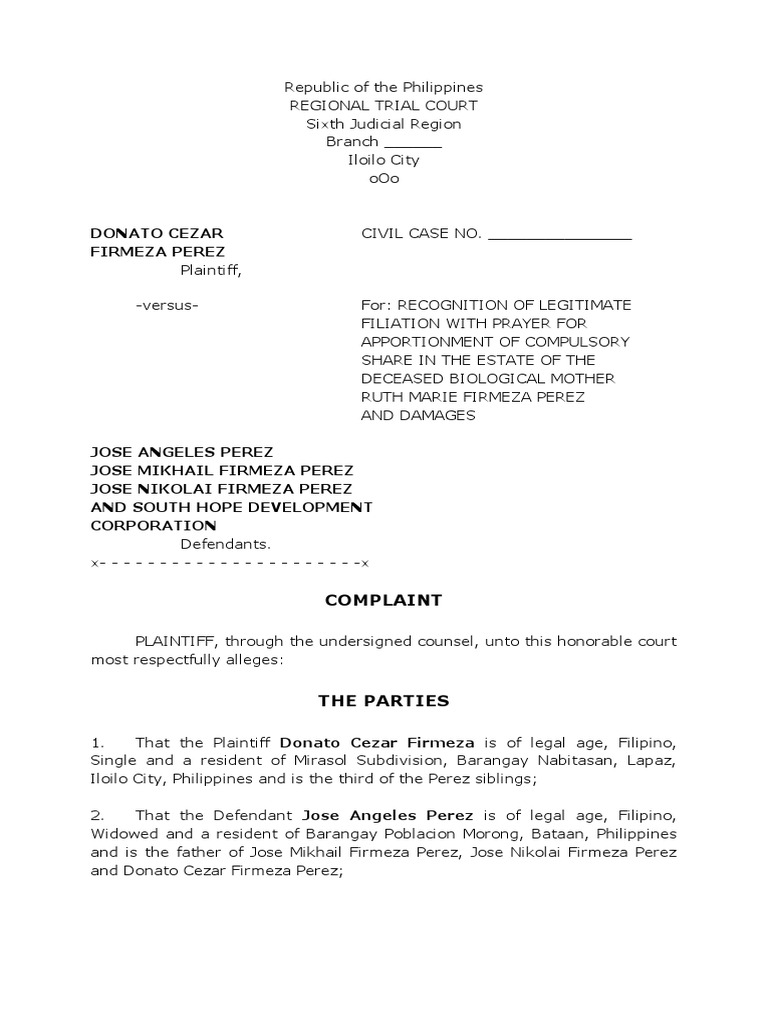 Cezar Firmeza Perez (Recognition of Legitimate Filiation with Prayer ...