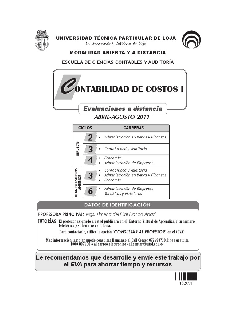 Contabilidad de Costos 1 - Preguntas 1 Bim | PDF