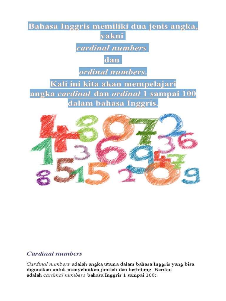 Bahasa Inggris Memiliki Dua Jenis Angka | PDF