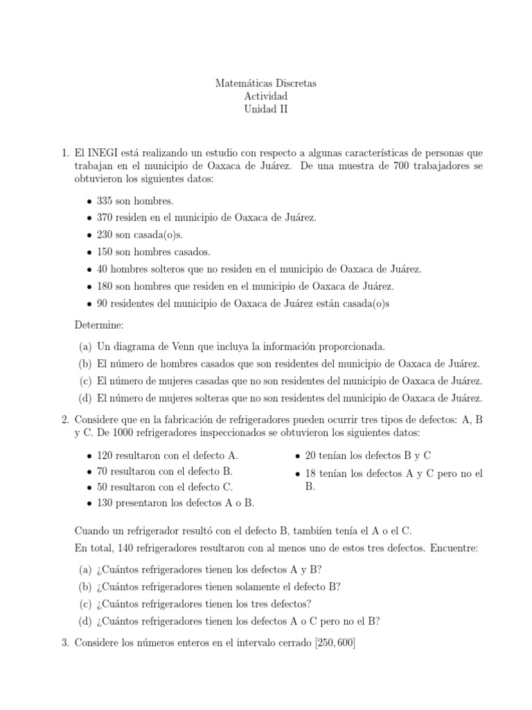 Ejercicios de Matemáticas Discretas | PDF | Matemáticas