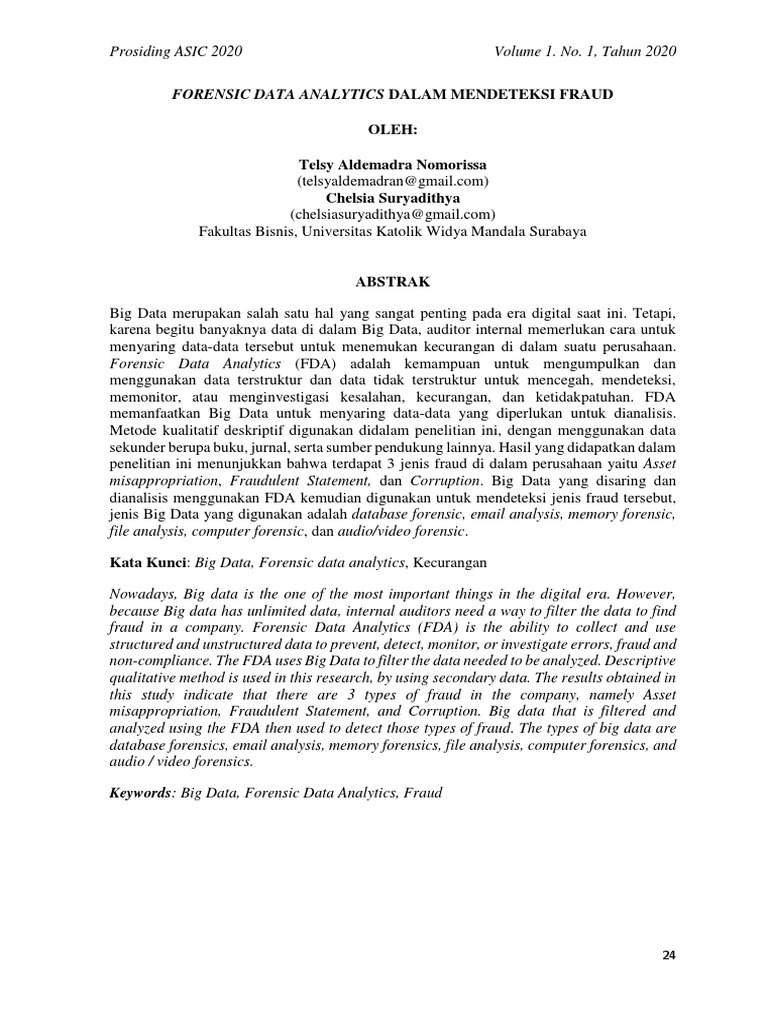 Forensic Data Analytics Dalam Mendeteksi Fraud Pdf