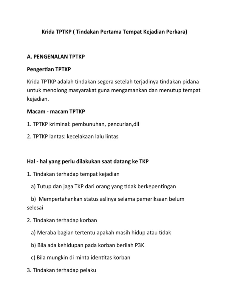 Materi Krida TPTKP | PDF