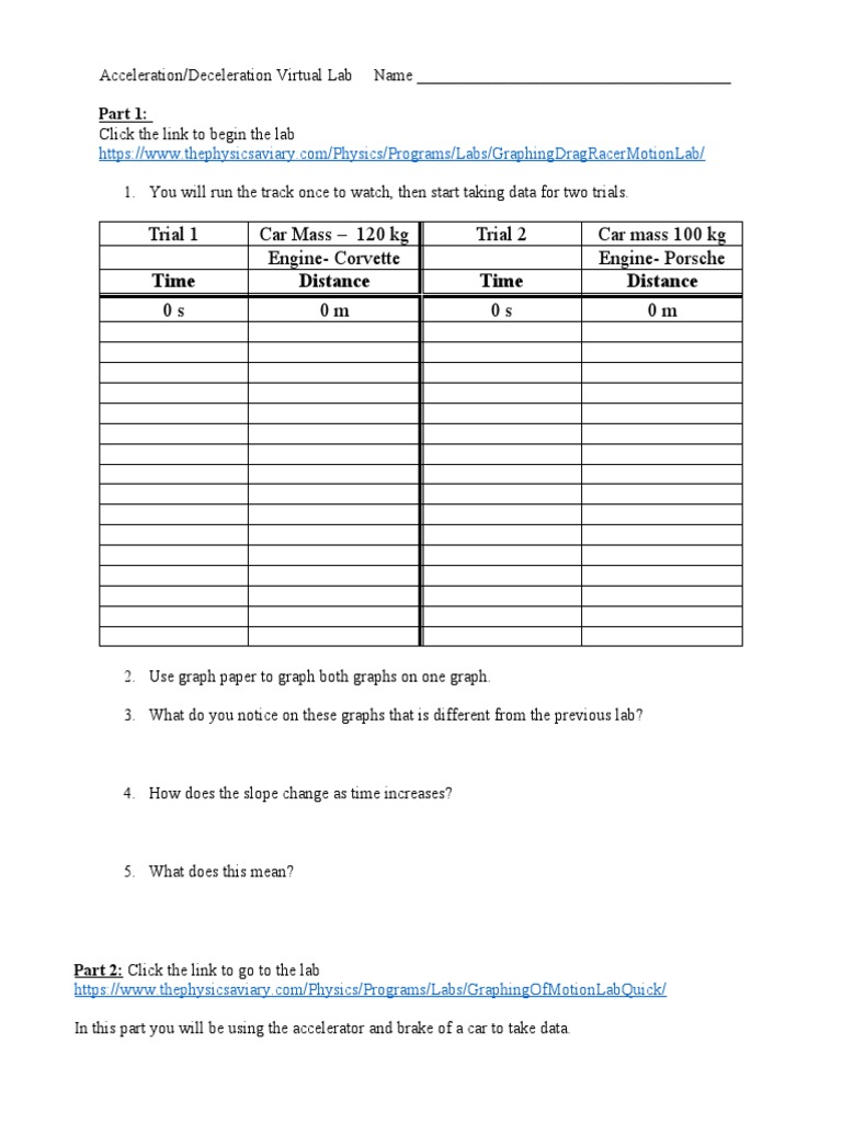 Acceleration_Deceleration Virtual Lab Name-1 | PDF