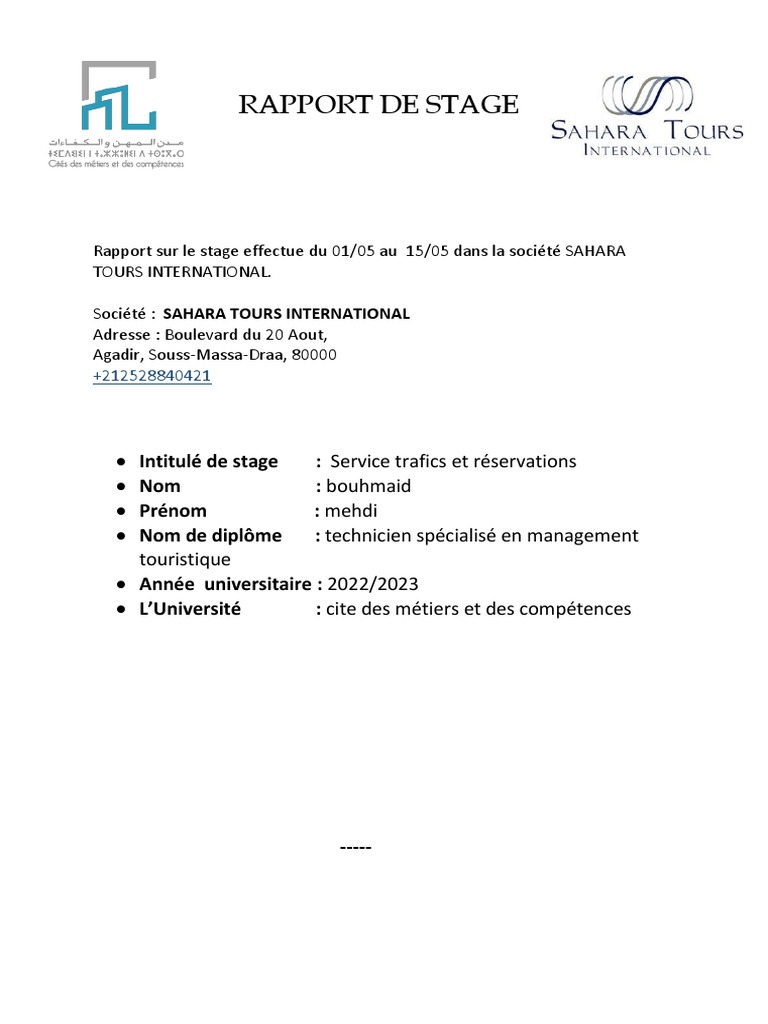 Rapport de Stage | PDF