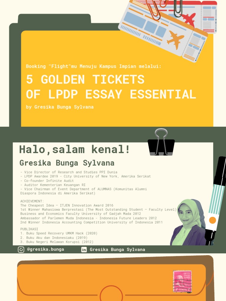 Gresika Bunga - 5 Golden Tickets of LPDP Essay Essential | PDF