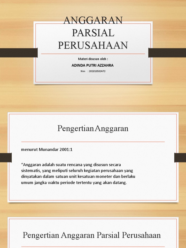 Anggaran Parsial Perusahaan dan Contohnya | PDF | Pengelolaan Keuangan ...