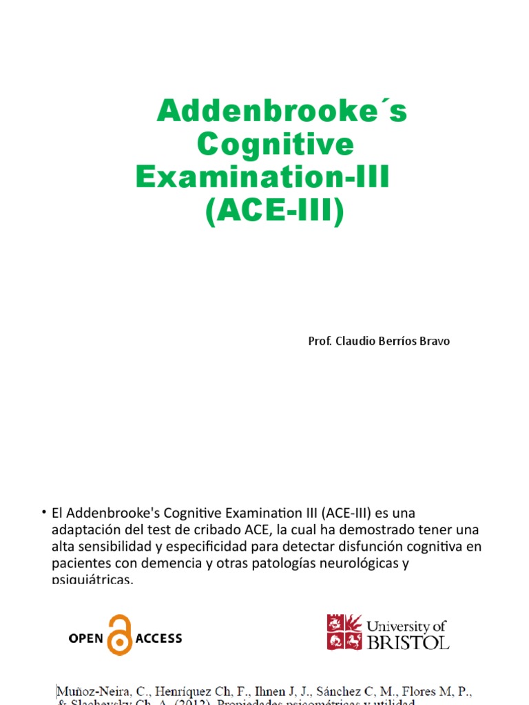 Addenbrooke S Cognitive Test ACE III | PDF | Memoria | Ciencia cognitiva