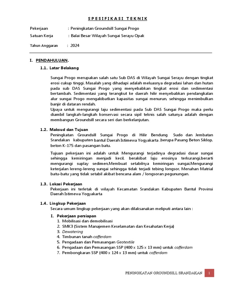 Peningkatan Groundsill Sungai Progo 2024 | PDF
