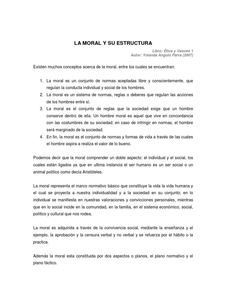 Sem2 Tema 2 La Moral y Su Estructura | PDF | Moralidad | Sociedad