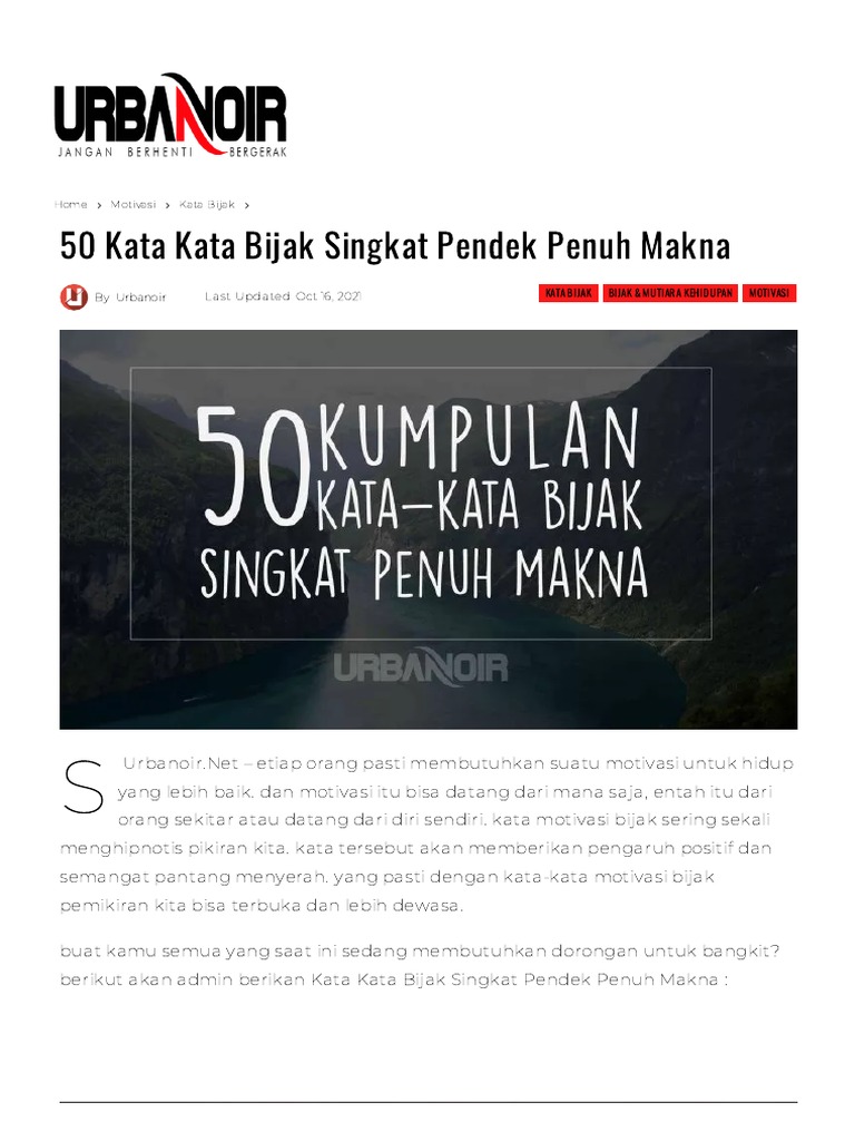 50 Kata Bijak Singkat Penuh Makna | PDF
