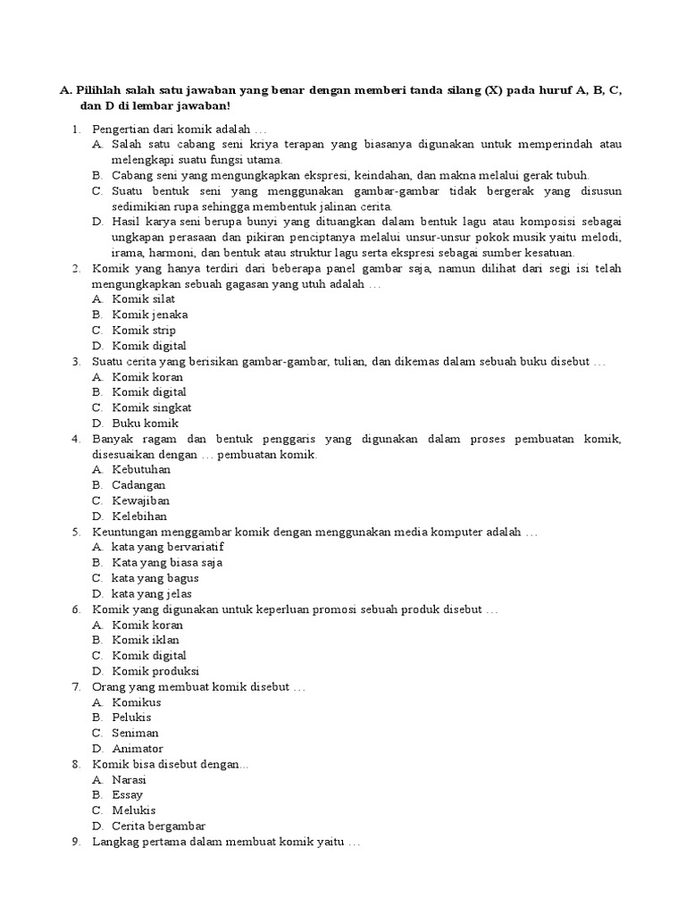 Soal Ujian Seni Budaya Kelas 8 | PDF