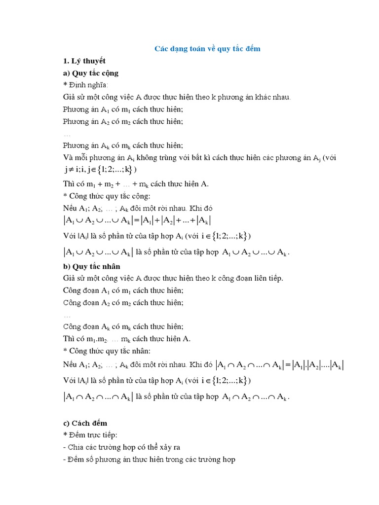 Quy Tac Dem Va Cach Giai Cac Dang Bai Tap Toan Lop 11 | PDF